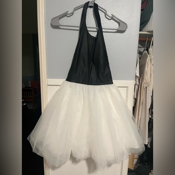 Dresses | Miss Behave Black Leather And White Tool Dress | Poshmark